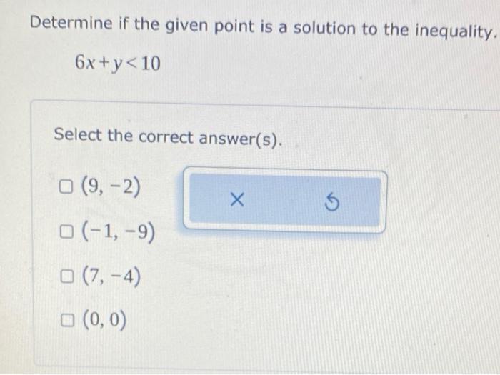 Solved Determine if the given point is a solution to the | Chegg.com