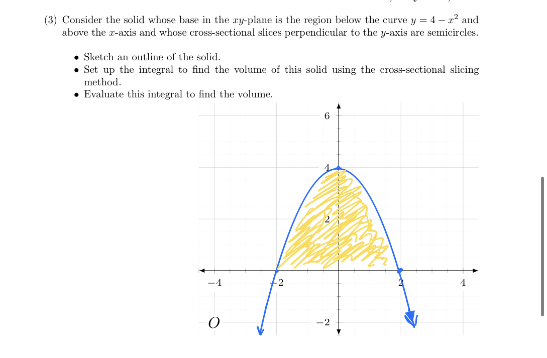 Solved (3) ﻿Consider the solid whose base in the xy-plane is | Chegg.com