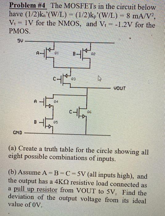 Solved Problem #4 The MOSFETs in the circuit below have | Chegg.com