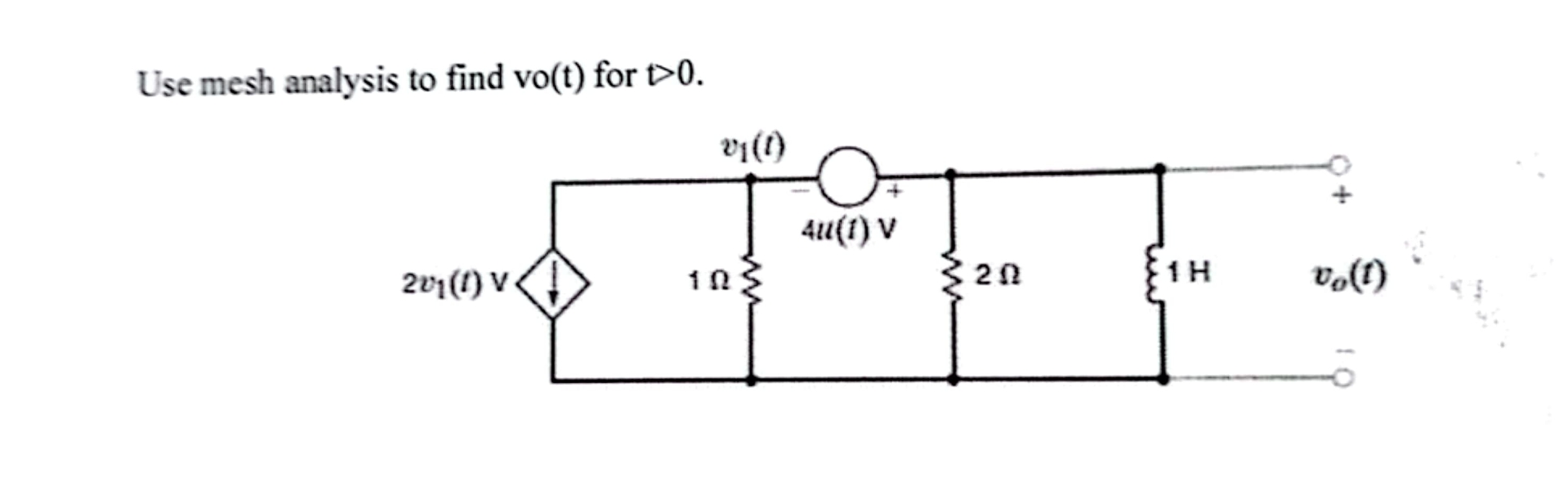 Use mesh analysis to find vo( t ) ﻿for t>0.(s domain) | Chegg.com