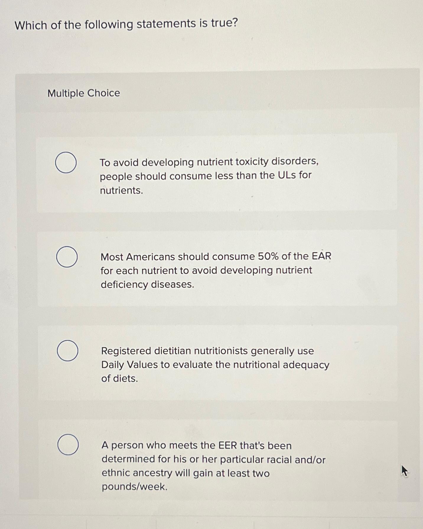 Solved Which of the following statements is true?Multiple | Chegg.com
