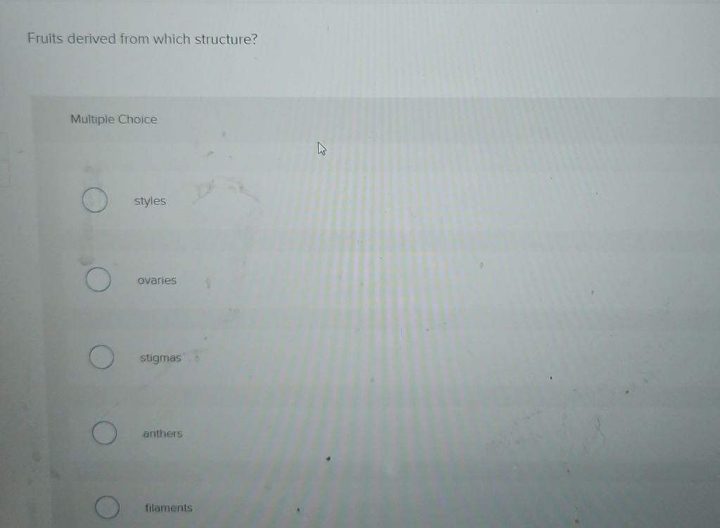 Solved Fruits derived from which structure?Multiple Choice | Chegg.com