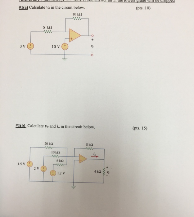 Solved opped #1(a) Calculate Vo in the circuit below (pts. | Chegg.com