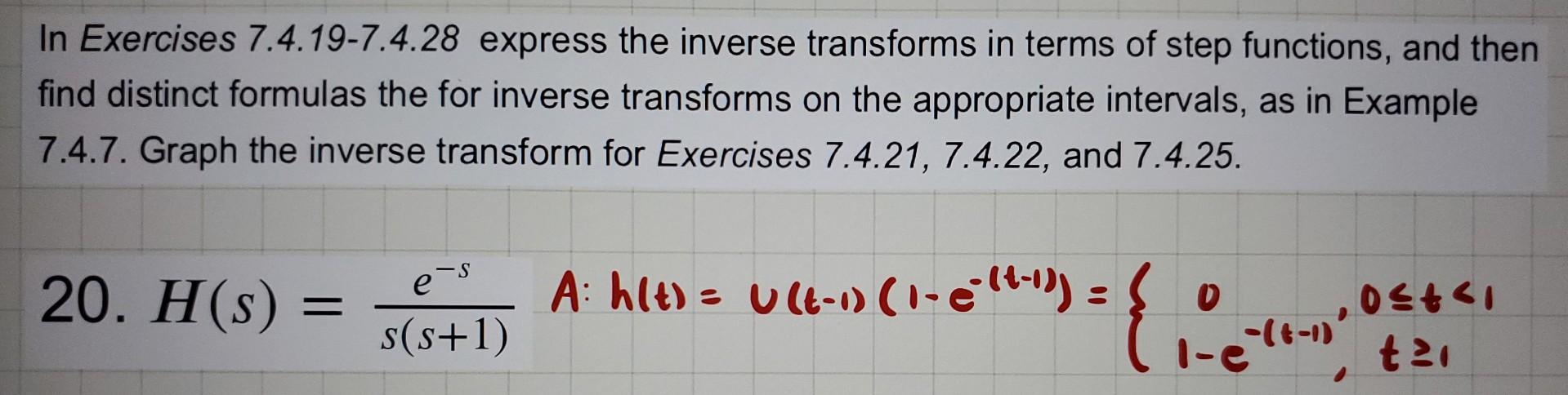 Solved In Exercises 7.4.19-7.4.28 express the inverse | Chegg.com