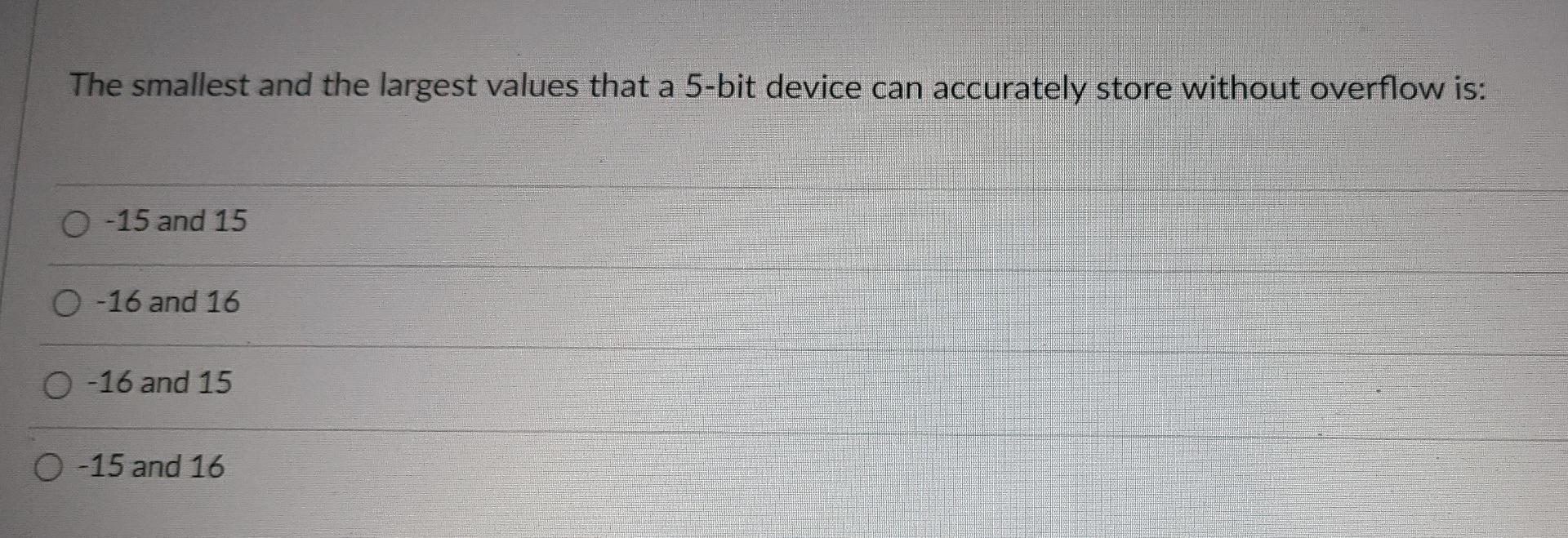 Solved The smallest and the largest values that a 5-bit | Chegg.com
