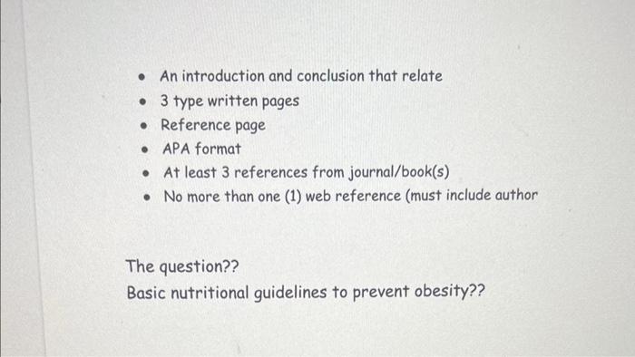 Solved - An introduction and conclusion that relate - 3 type | Chegg.com