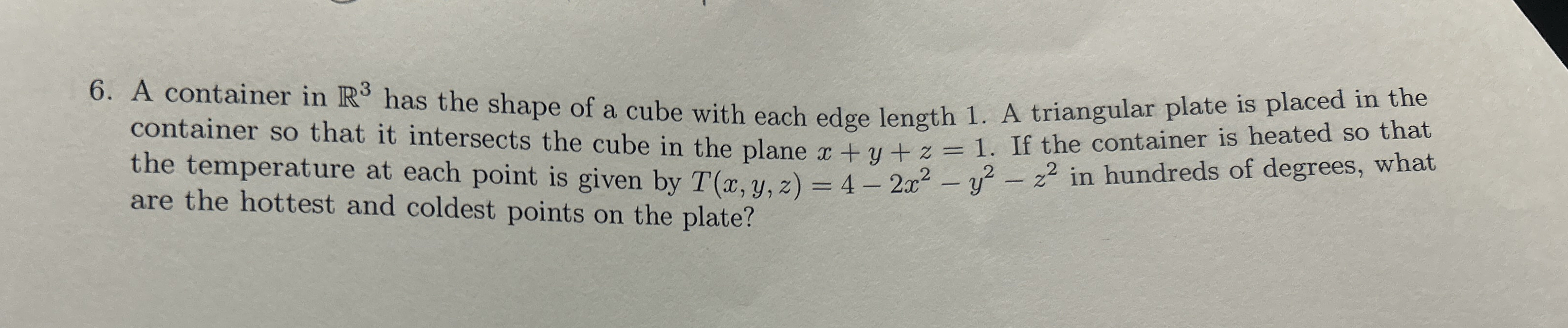 Solved A container in R3 ﻿has the shape of a cube with each | Chegg.com