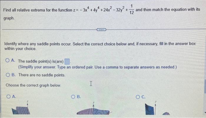 Solved Find all relative extrema for the function | Chegg.com