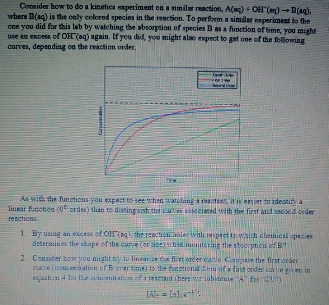Solved Consider how to do a kinetics experiment on a similar | Chegg.com