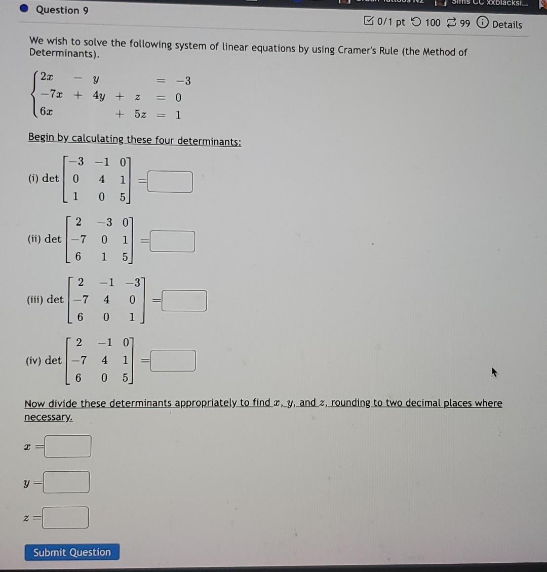 Solved We wish to solve the following system of linear | Chegg.com