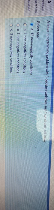 Solved 5 A linear programming problem with 3 decision | Chegg.com