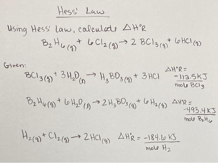 Solved Using Hess' Law, calculate (Delta)H of | Chegg.com
