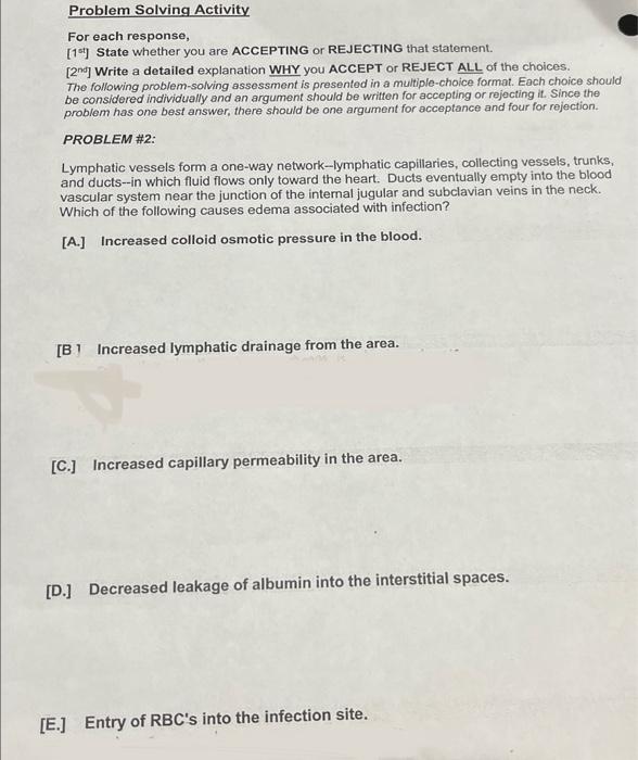 Solved Problem Solving Activity For each response, [11]] | Chegg.com