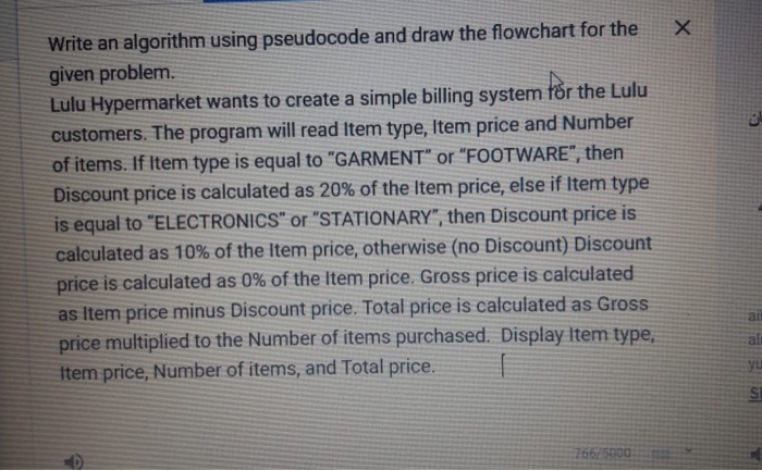 Solved X Write An Algorithm Using Pseudocode And Draw The 4717