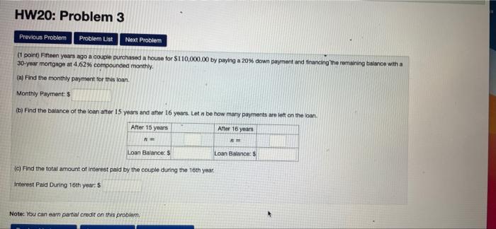 Solved HW20: Problem 3 Previous Problem Problem List Next | Chegg.com