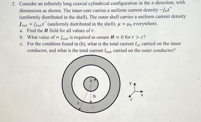 Solved 2. Consider an infinitely long coaxial cylindrical | Chegg.com
