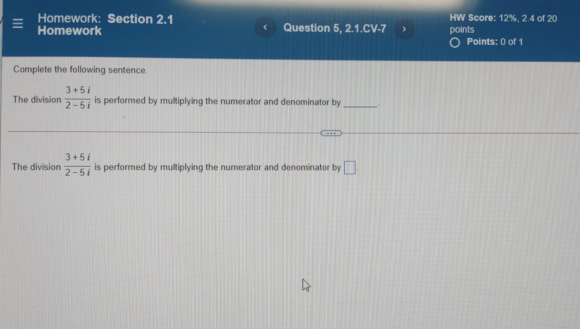 Solved Homework Section 2 1 Homework Question 5 2 1 Cv 7