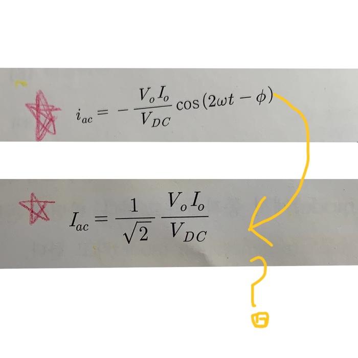 Solved hoc V.I. VDC cos (2wt - 0) = lac 1 VI √2 VDC ас | Chegg.com