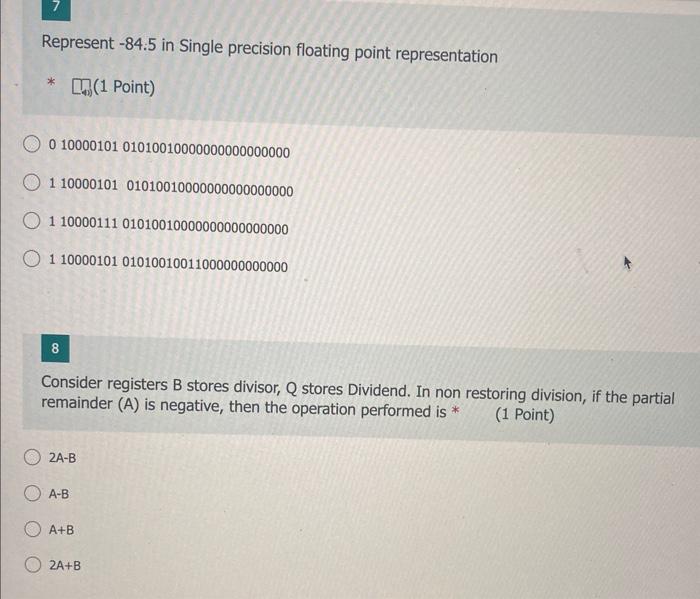 Solved Represent −84.5 in Single precision floating point | Chegg.com