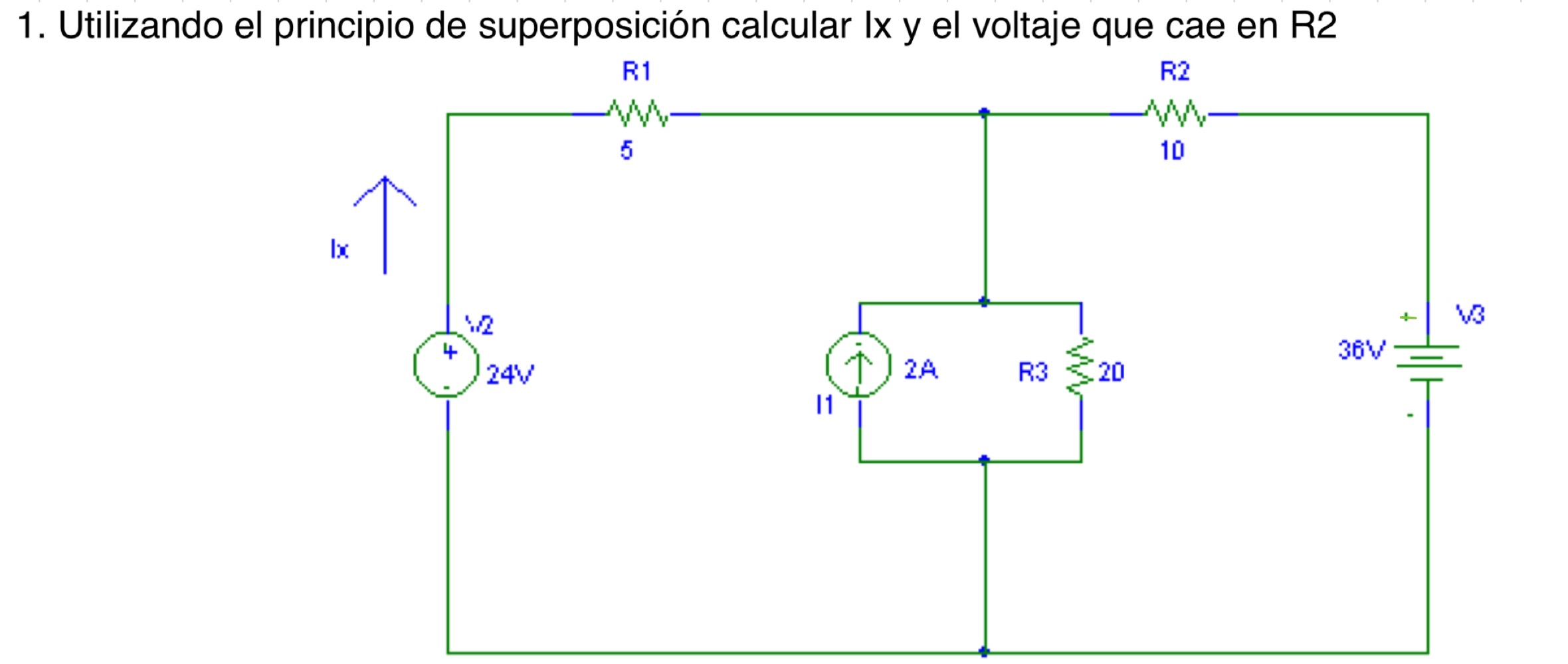 Solved Utilizando el principio de superposición calcular lx | Chegg.com