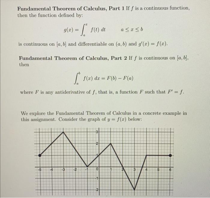 Solved Fundamental Theorem of Calculus, Part 1 If f is a | Chegg.com