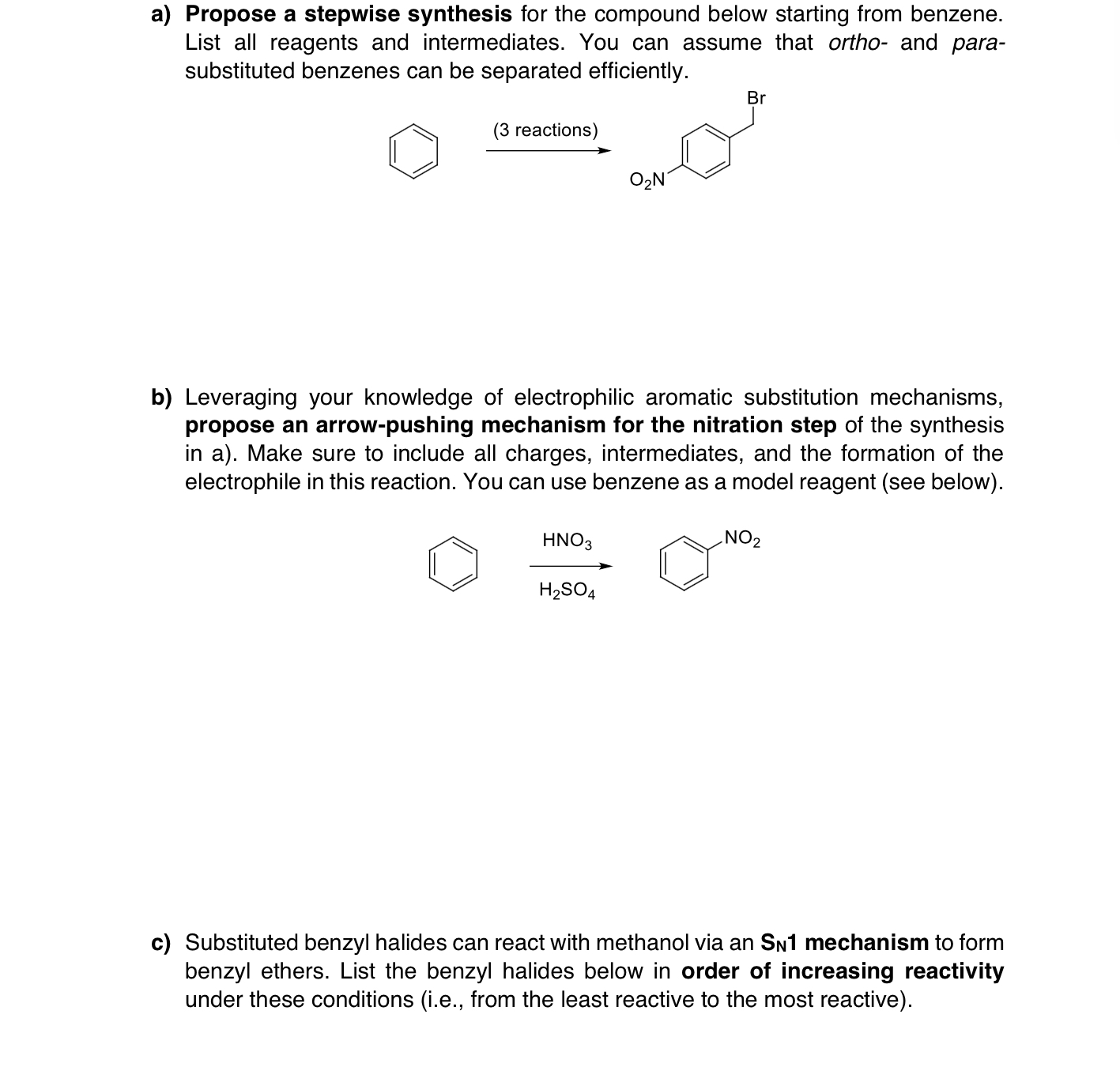 b) ﻿Leveraging your knowledge of electrophilic | Chegg.com