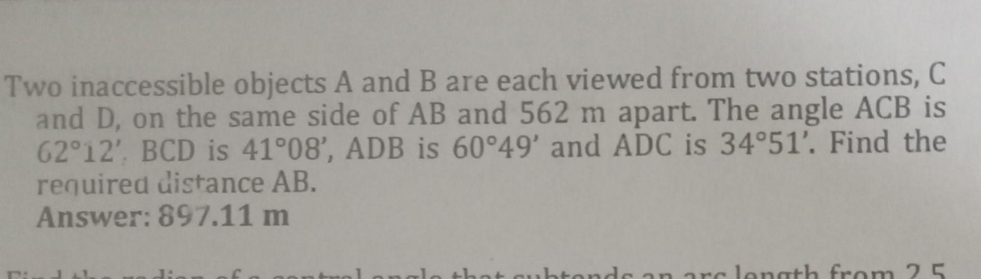Solved Two inaccessible objects A and B are each viewed from | Chegg.com