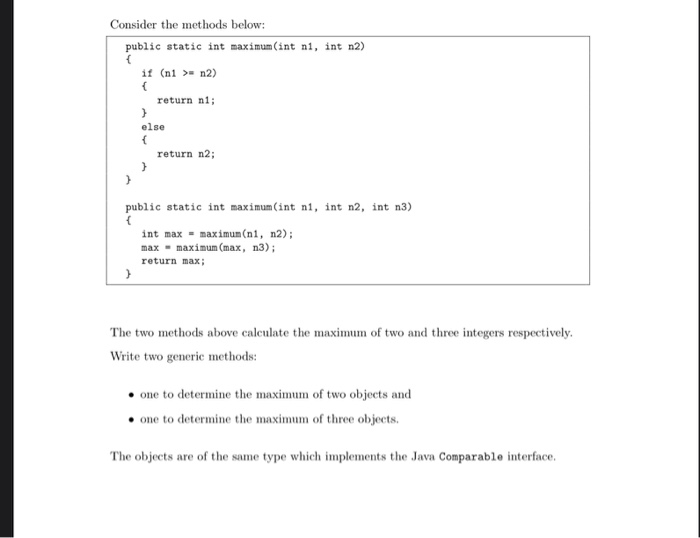 Solved Consider the methods below: public static int | Chegg.com