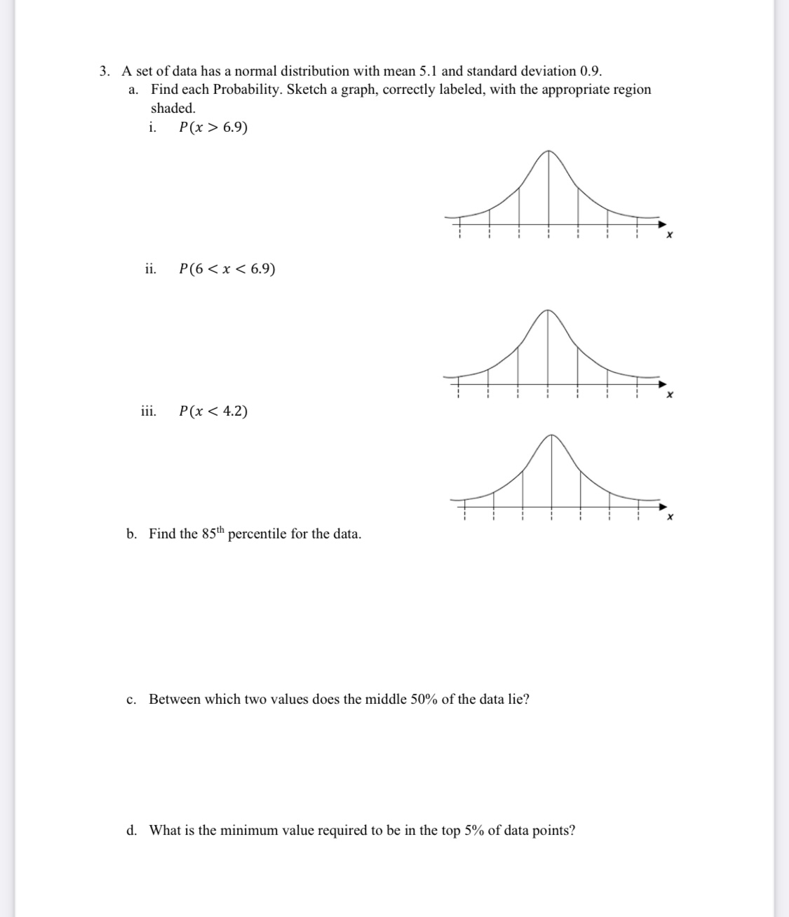 Solved A set of data has a normal distribution with mean 5.1 | Chegg.com