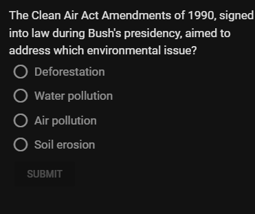 Solved The Clean Air Act Amendments of 1990, ﻿signedinto law | Chegg.com