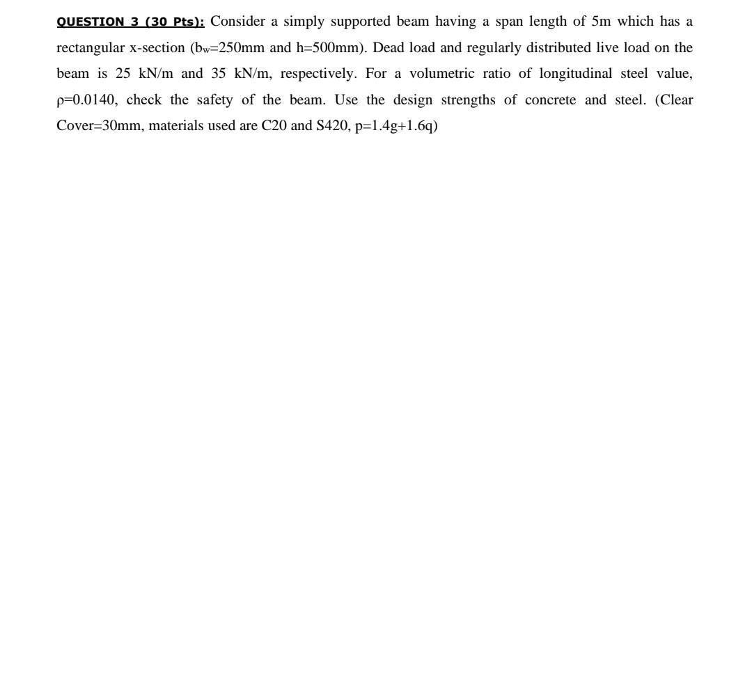 Solved QUESTION 3 (30 Pts): Consider a simply supported beam | Chegg.com