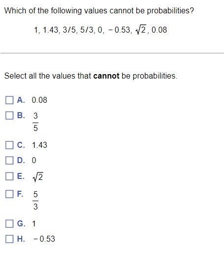 Solved Which of the following values cannot be | Chegg.com