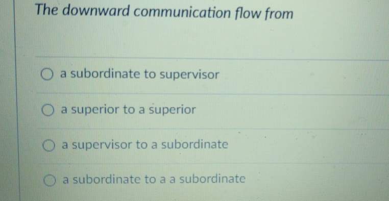 Solved The downward communication flow from a subordinate to | Chegg.com