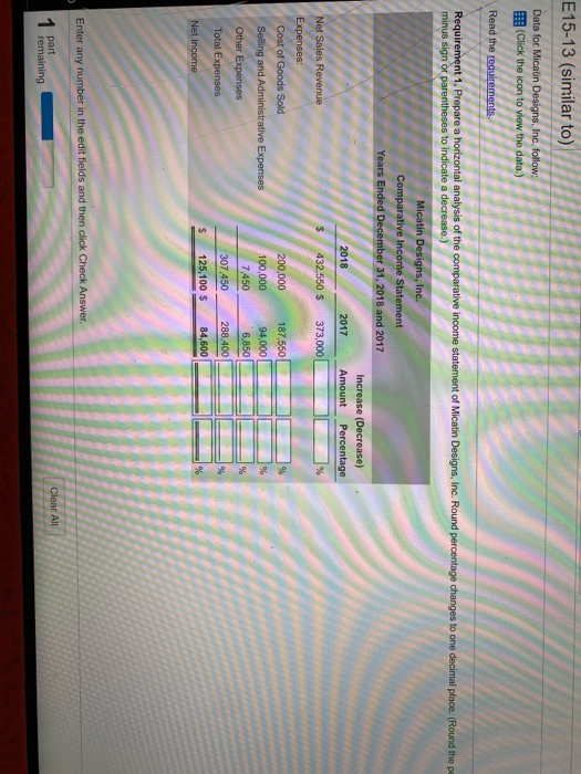 Solved E15-13 (similar to) Data for Micatin Designs, Inc. | Chegg.com