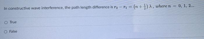 Solved In constructive wave interference, the path length | Chegg.com