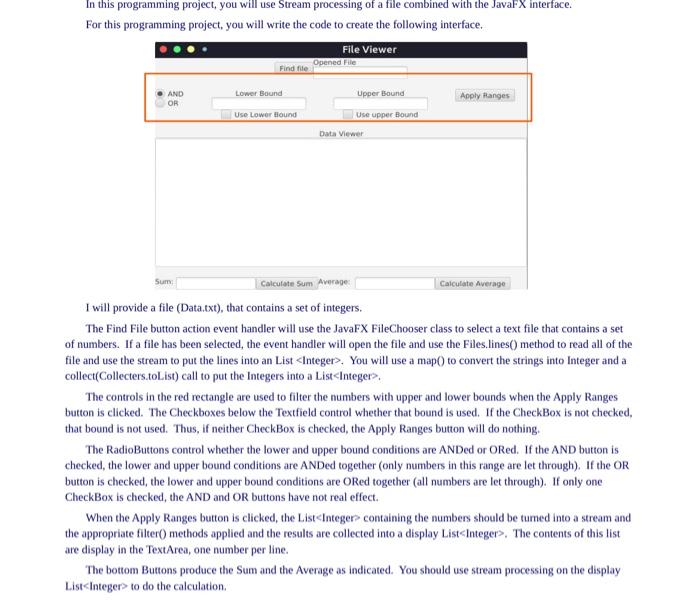 Solved In this programming project, you will use Stream | Chegg.com