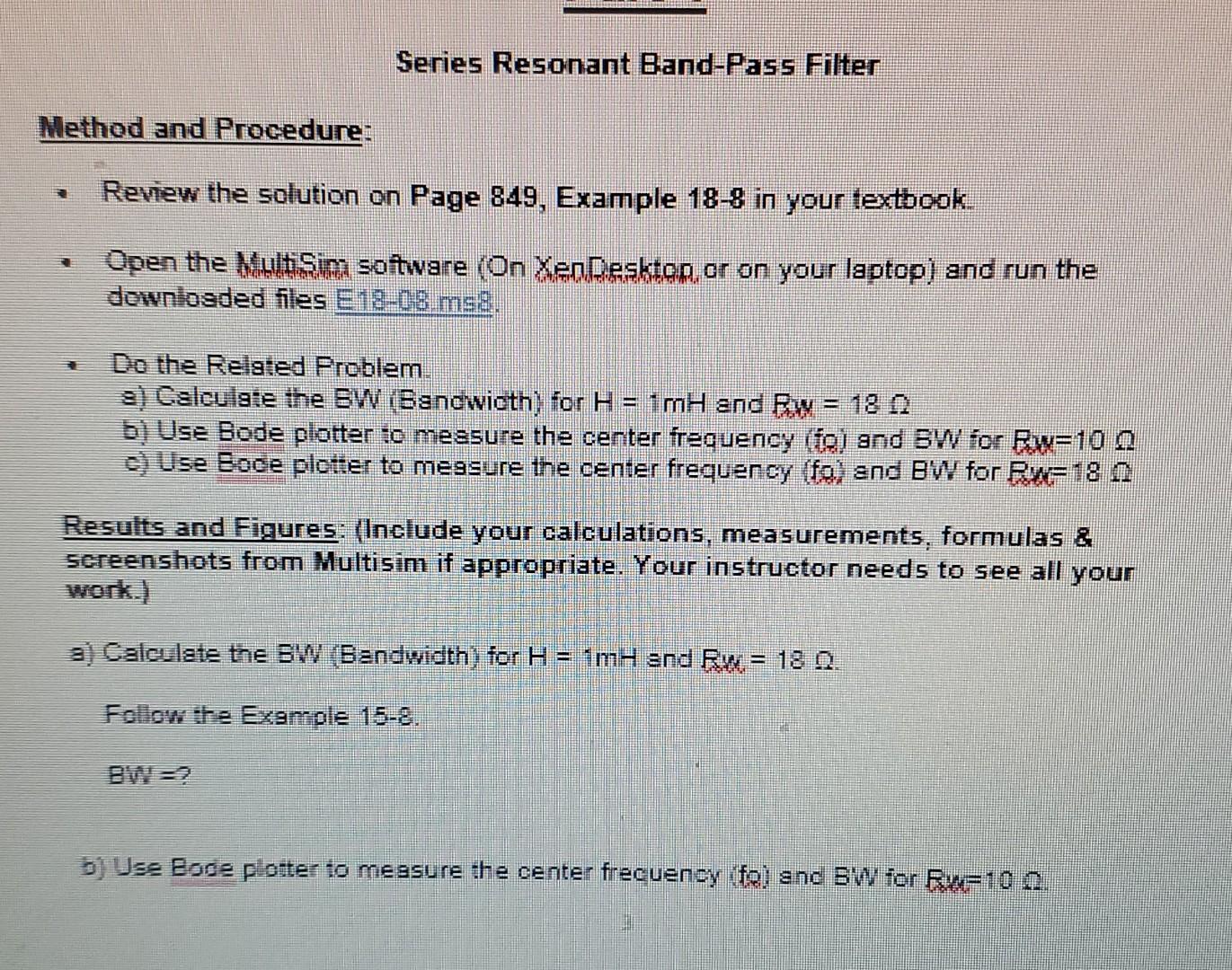 Solved c) Use Eode plotter to measure the center frequency | Chegg.com