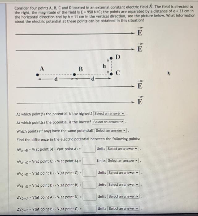 Solved Consider four points A, B, C and D located in an | Chegg.com