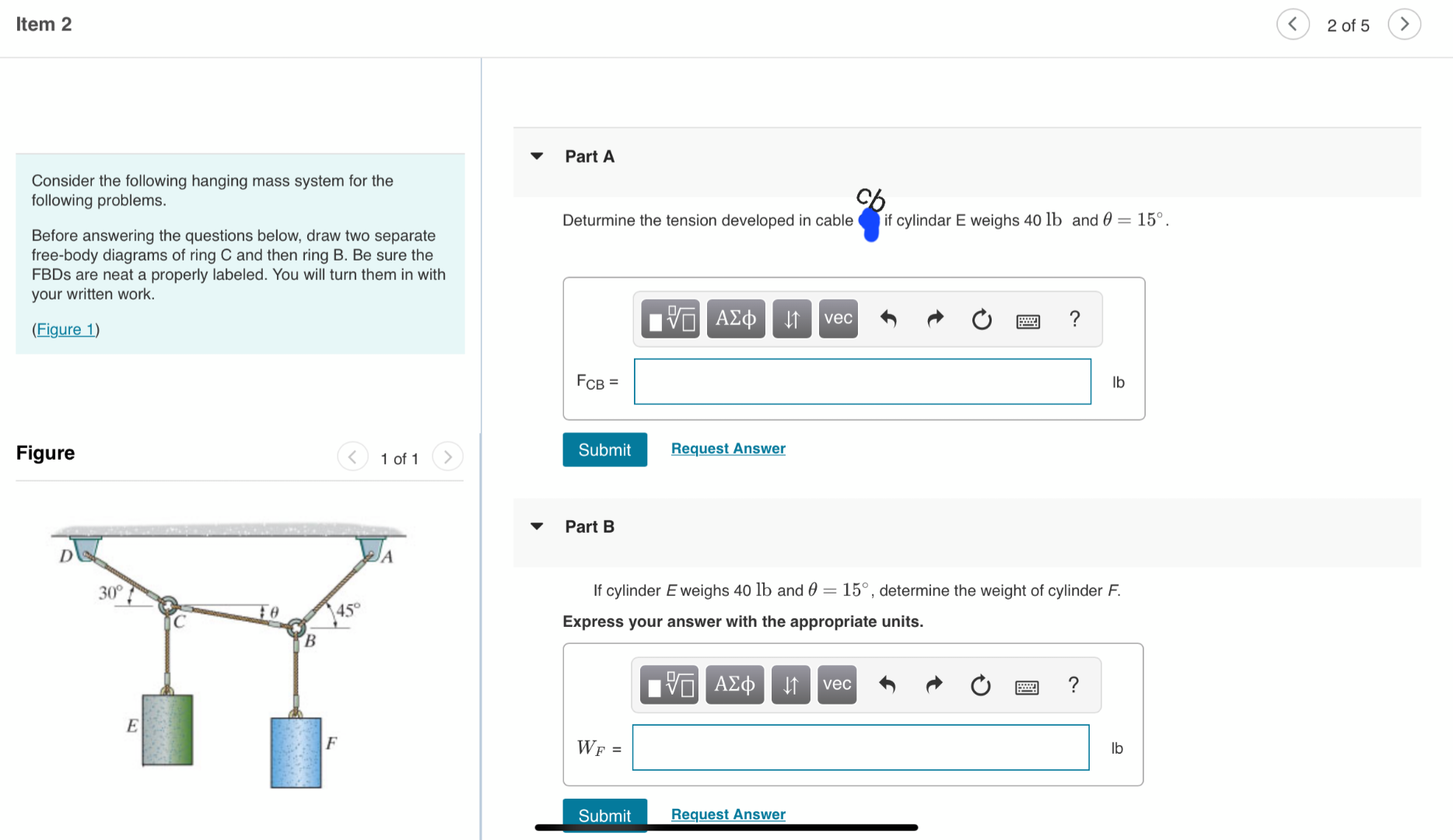 Solved Consider the following hanging mass system for the | Chegg.com