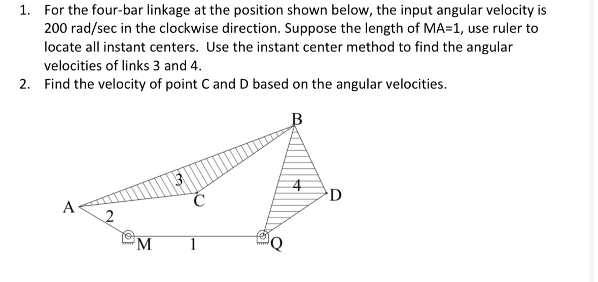 Solved For the four-bar linkage at the position shown below, | Chegg.com