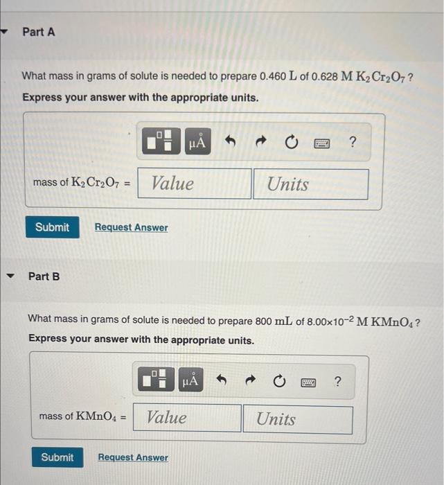 Solved What mass in grams of solute is needed to prepare | Chegg.com