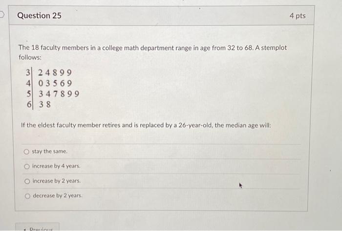 Solved Question 25 The 18 faculty members in a college math | Chegg.com