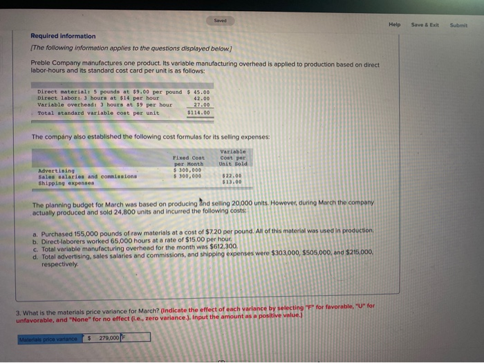 Solved Help Save & Exit Submit Required information The | Chegg.com