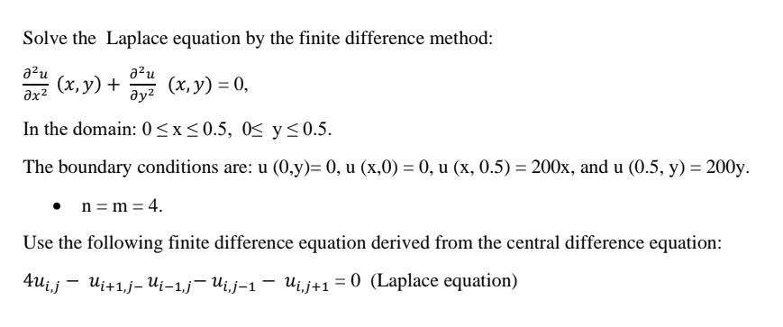 Solved Solve the Laplace equation by the finite difference | Chegg.com
