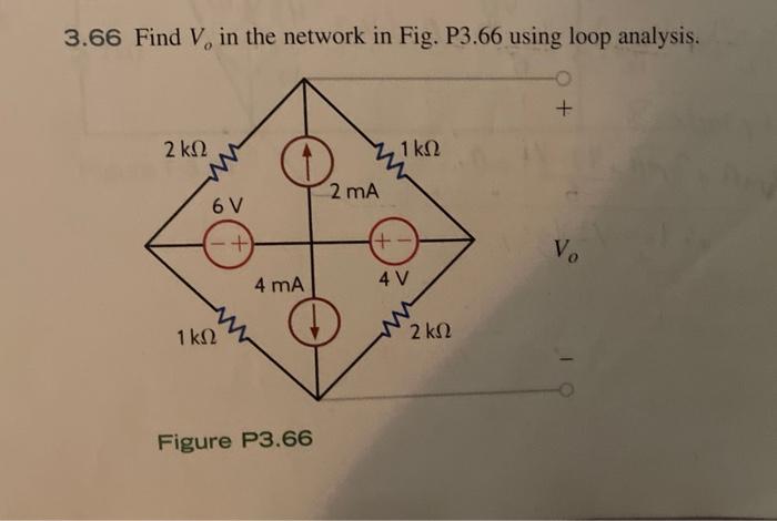 Solved 3.66 Find V. in the network in Fig. P3.66 using loop | Chegg.com