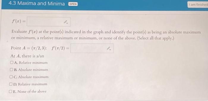 Solved Identify the marked points as being an absolute | Chegg.com