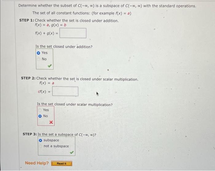 Solved Determine Whether The Subset Of C −∞ ∞ Is A Subspace