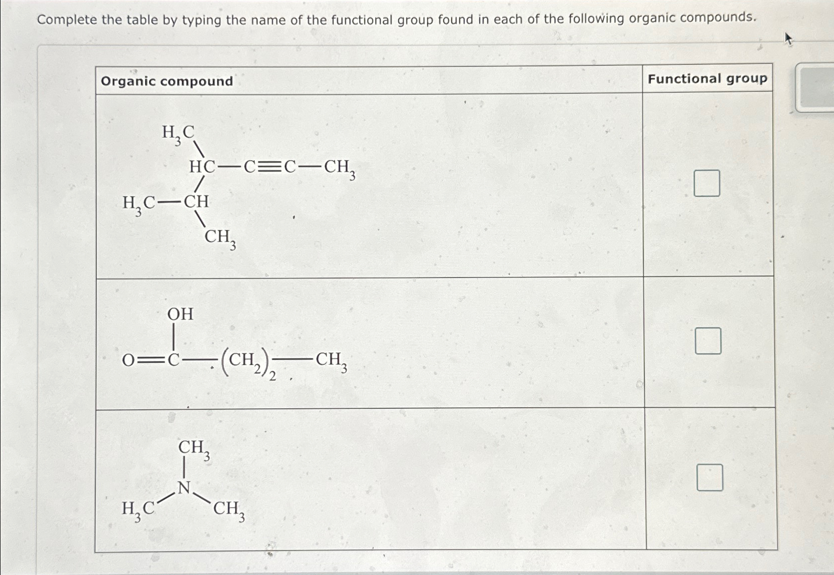 Solved Complete the table by typing the name of the | Chegg.com