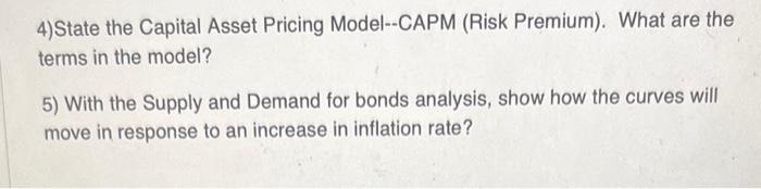 Solved 4)State the Capital Asset Pricing Model-CAPM (Risk | Chegg.com