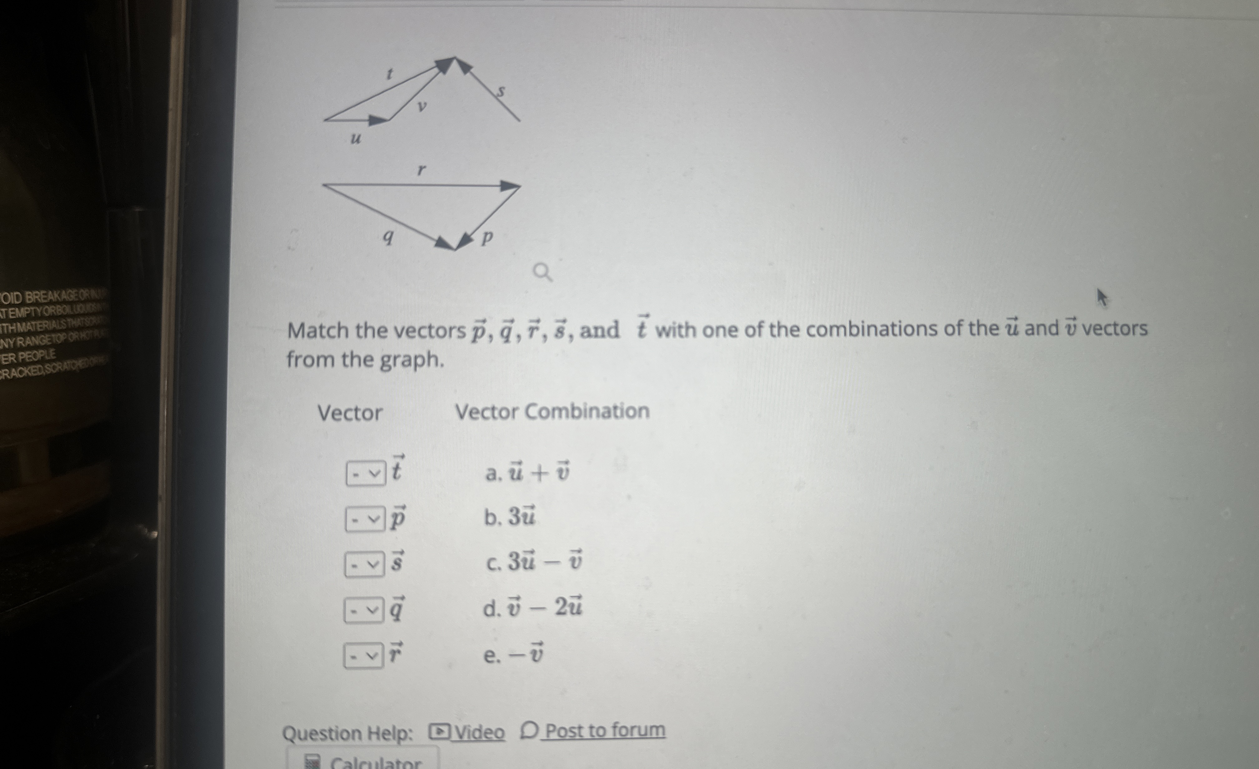 Solved Match the vectors vec(p),vec(q),vec(r),vec(s), ﻿and | Chegg.com
